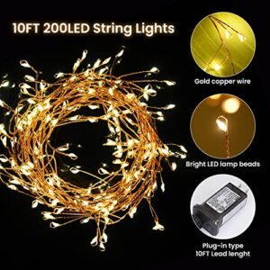 Fairy Lights Plug in, 10Feet 200 Led Fairy Lights 8 Modes Fairy Lights with Remote Fairy Lights for Bedroom Wreath Garden Party Window Wedding Christmas Tree Decoration,Warm White