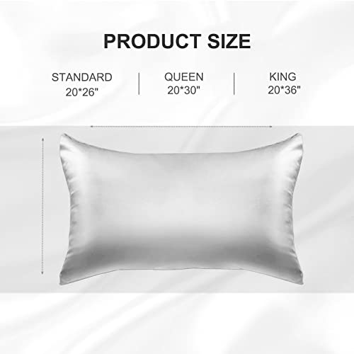 100% Mulberry Silk Pillowcase for Hair and Skin, Queen Size Silk Pillow Case 2 Pack with Hidden Zipper, 20x30, Set of 2, White