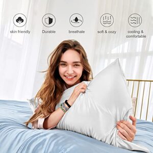 100% Mulberry Silk Pillowcase for Hair and Skin, Queen Size Silk Pillow Case 2 Pack with Hidden Zipper, 20x30, Set of 2, White