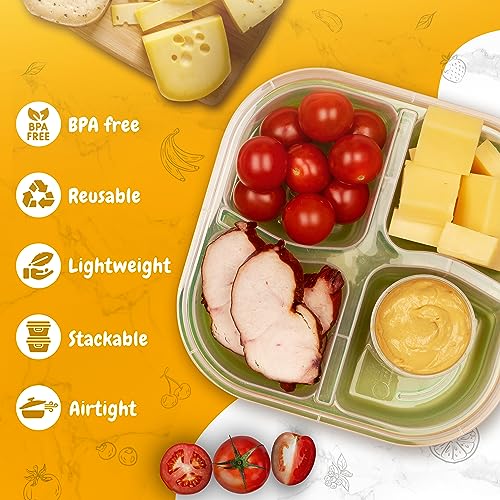 SANOEARTH Snack Containers [7 Packs] Lunch Containers For Kids | Lunchable Container | Snack Containers for Kids | Snack Containers For Adults | 3 Dippers