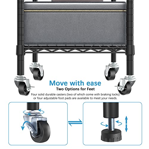 VIPEK V11C Wire Garment Rack Rolling Clothes Rack Heavy Duty Portable Closets with Lockable Wheels Adjustable Wardrobe Black Metal Clothing Rack with Frosted Translucent Cover, Max Load 452LBS