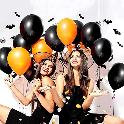 FOTIOMRG Black Balloons 12 inch, 50 Pack Black Latex Party Balloons Helium Quality for Birthday Graduation Baby Shower Halloween Father's Day Party Decorations (with Black Ribbon)