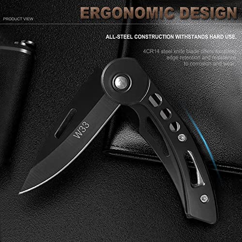 VIFUNCO EDC Folding Pocket Knife for Men, Small Keychain Knife with clip, Stainless Steel Key Knife/Box Cutter Knife for Women, Compact Pocket Knives for Outdoor Survival Camping, Gifts for Dad