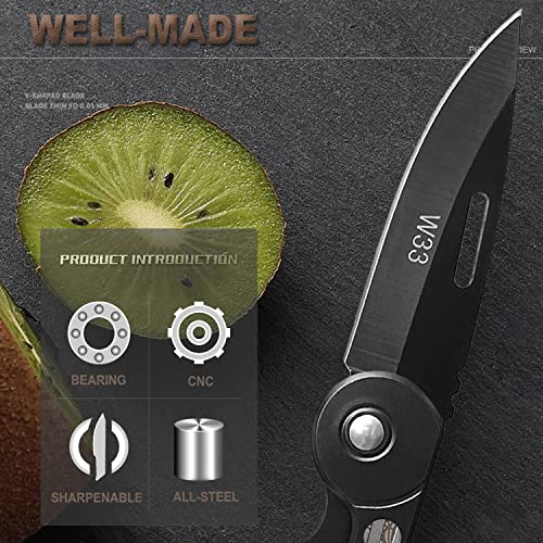 VIFUNCO EDC Folding Pocket Knife for Men, Small Keychain Knife with clip, Stainless Steel Key Knife/Box Cutter Knife for Women, Compact Pocket Knives for Outdoor Survival Camping, Gifts for Dad