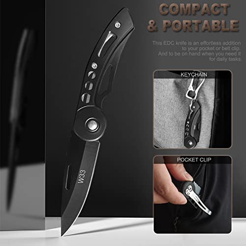 VIFUNCO EDC Folding Pocket Knife for Men, Small Keychain Knife with clip, Stainless Steel Key Knife/Box Cutter Knife for Women, Compact Pocket Knives for Outdoor Survival Camping, Gifts for Dad