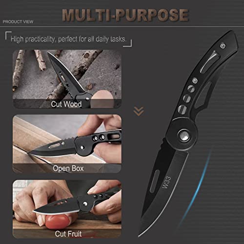 VIFUNCO EDC Folding Pocket Knife for Men, Small Keychain Knife with clip, Stainless Steel Key Knife/Box Cutter Knife for Women, Compact Pocket Knives for Outdoor Survival Camping, Gifts for Dad