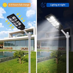 Aihanfir 600W Led Solar Street Light Outdoor Waterproof, with Motion Sensor and Remote Control for Parking Lot Lights Commercial, Yard, Road-15W Solar Charging Panel, 6500K Double-Chip LED.