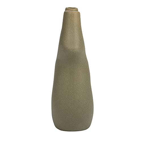 Creative Co-Op Stoneware Abstract Coral Shaped 5 Openings, Green Vase