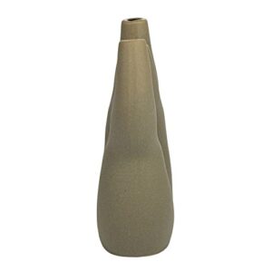 Creative Co-Op Stoneware Abstract Coral Shaped 5 Openings, Green Vase