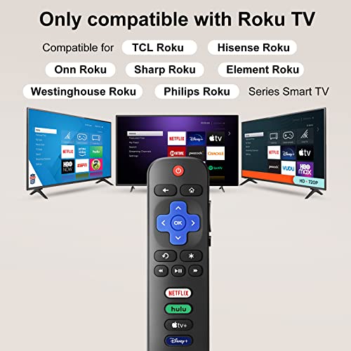 【Pack of 2】New Universal TV Remote for All Roku TV，Replacement Remote Compatible Only for Roku TV Remote, Replacement for TCL Roku/for Hisense Roku/for Onn Roku TV(Not for Roku Stick and Box)