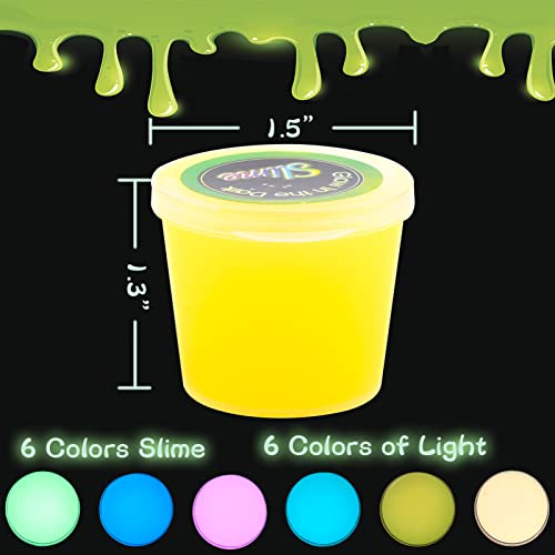 30 Pack Glow in The Dark Slime Kit, Mini Slime Party Favors, Crystal Galaxy Slime with with Multi Colors - Blue, Pink, Yellow, Orange etc. Birthday Gift, Play Education for Kids Girls and Boys