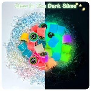 30 Pack Glow in The Dark Slime Kit, Mini Slime Party Favors, Crystal Galaxy Slime with with Multi Colors - Blue, Pink, Yellow, Orange etc. Birthday Gift, Play Education for Kids Girls and Boys