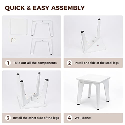 StrongTek Bamboo Step Stool for Kids and Adults, Eco-Friendly, Sturdy and Versatile Short Foot Stool for Bathroom, Kitchen, Bedroom, Compact 10-inch Small Wood Stool, Plant Stand (White)