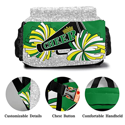 SunFancyCustom Custom Cheerleader Green Yellow Personalized Causual Shoulder Bag Sports Leisure Camping Backpack for Women Men