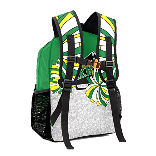 SunFancyCustom Custom Cheerleader Green Yellow Personalized Causual Shoulder Bag Sports Leisure Camping Backpack for Women Men