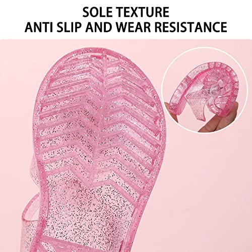 Toddler Little Girls Cute Fruit Jelly Sandals Soft Rubber Sole Beach Shoes Kids Summer Rain Shoes Princess Jelly Flat C-Pink