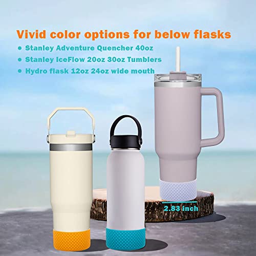 2 Pcs Tumbler Bottom Protector Flask silicone Base Boot for Stanley Quencher Adventure 40oz & Stanley IceFlow 20oz 30oz and Compatible with Hydro Flask Wide Mouth 12oz 21oz 24oz