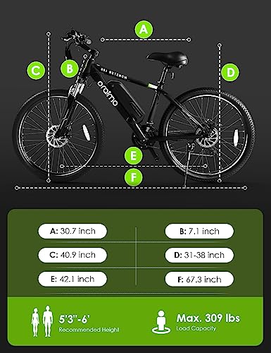 Oraimo Electric Bike for Adults,350W BAFANG Motor(Peak 500W), 4A 3H Fast Charge, UL Certified 468Wh Li-ion Battery, 26" Mountain Ebike Shimano 21 Speed, Air Saddle Adult Electric Bicycle