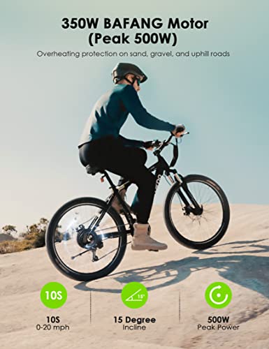 Oraimo Electric Bike for Adults,350W BAFANG Motor(Peak 500W), 4A 3H Fast Charge, UL Certified 468Wh Li-ion Battery, 26" Mountain Ebike Shimano 21 Speed, Air Saddle Adult Electric Bicycle