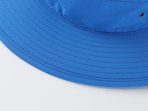 Home Prefer Men's Sun Hat UPF 50+ Wide Brim Bucket Hat Windproof Fishing Hats (Bright Blue)