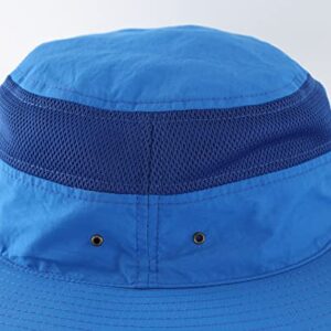 Home Prefer Men's Sun Hat UPF 50+ Wide Brim Bucket Hat Windproof Fishing Hats (Bright Blue)