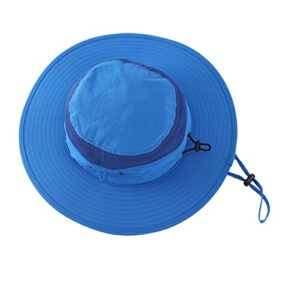 Home Prefer Men's Sun Hat UPF 50+ Wide Brim Bucket Hat Windproof Fishing Hats (Bright Blue)