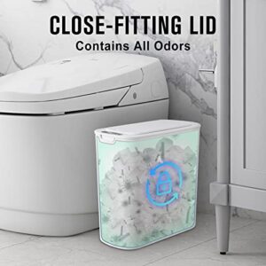 Cesun Automatic Motion Sensor Bathroom Trash Can with Lid, 2.6 Gallon Touchless Trash Bin, Smart Plastic Slim Garbage Can Small White Wastebasket for Toilet, Office, rv, Bedroom, Living Room