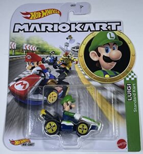 hot wheels - mario kart - luigi standard kart - 2023 - mint/nrmint ships bubble wrapped in a box