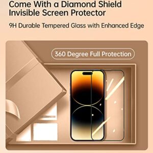 JUESHITUO Magnetic Clear for iPhone 14 Pro Max Case with Full Camera Protection [Never Yellow] [No.1 Strong N52 Magnets] [Military Grade Drop Protection] for Women Girls Phone TPU Case (6.7")-Golden