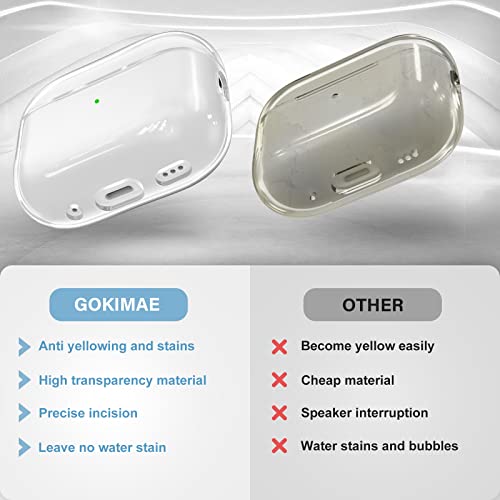 GOKIMAE for AirPods Pro 2nd Generation Case Clear (2022) with Replacement Eartips (XS,S,M,L) and AirPod Cleaner kit,Soft TPU AirPods Pro 2 Transparent Case (Clear Crystal)