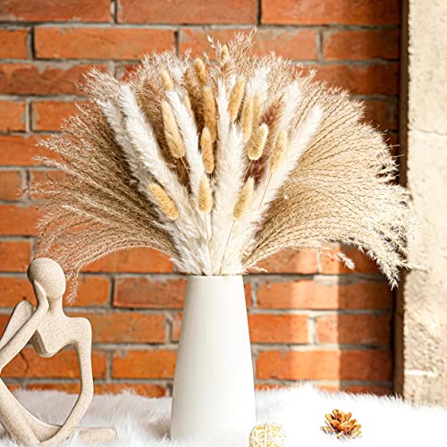 Der Rose 17 Inches Dried Pampas Grass for Boho Bathroom Bedroom Kitchen Living Room Office Home Room Fall Decor Aesthetic