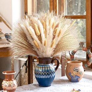 Der Rose 17 Inches Dried Pampas Grass for Boho Bathroom Bedroom Kitchen Living Room Office Home Room Fall Decor Aesthetic