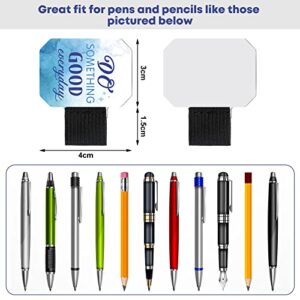 12 Pack Pen Loop Holder with Inspirational Quote Self Adhesive Pen Holder Pen Clip for Notebook Pen Holder Leather Pencil Holder with Elastic Pen Loops for Planner Journals Calendars Tablet Case