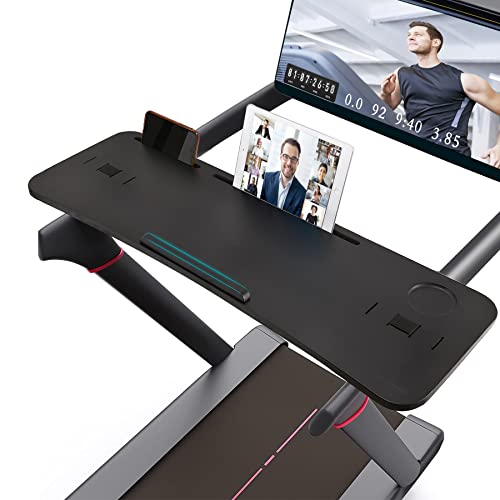 Nnewvante Treadmill Desk Attachment,Treadmill Laptop Holder for Tablets Laptops,Bamboo Laptop Stand for Treadmill Workstation Handrail up to 35.5", Black