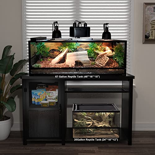 GDLF 55-75 Gallon Fish Tank Stand Heavy Duty Metal Aquarium Stand with Cabinet for Fish Tank Accessories Storage,52" L*19.68" W,850LBS Capacity