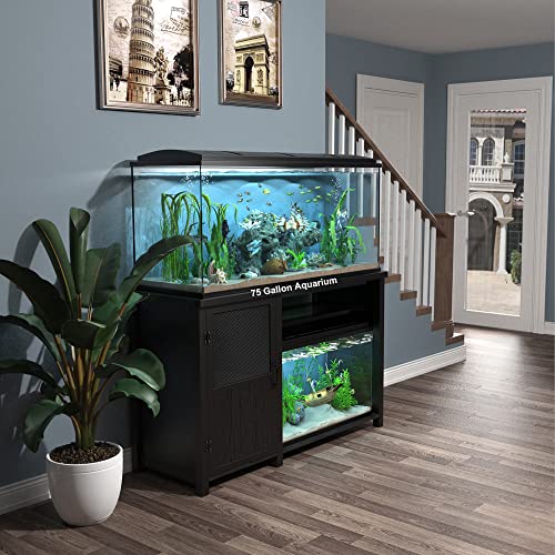 GDLF 55-75 Gallon Fish Tank Stand Heavy Duty Metal Aquarium Stand with Cabinet for Fish Tank Accessories Storage,52" L*19.68" W,850LBS Capacity