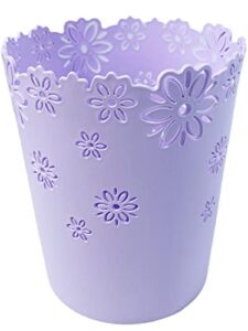 nazr wastebasket, hollow flower shape plastic lidless wastepaper baskets trash can (s-purple)