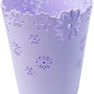 Nazr Wastebasket, Hollow Flower Shape Plastic Lidless Wastepaper Baskets Trash Can (S-Purple)