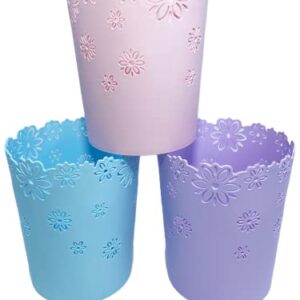 Nazr Wastebasket, Hollow Flower Shape Plastic Lidless Wastepaper Baskets Trash Can (S-Purple)