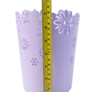 Nazr Wastebasket, Hollow Flower Shape Plastic Lidless Wastepaper Baskets Trash Can (S-Purple)