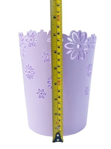 Nazr Wastebasket, Hollow Flower Shape Plastic Lidless Wastepaper Baskets Trash Can (S-Purple)