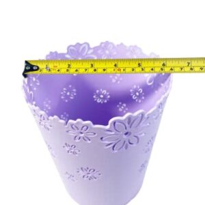 Nazr Wastebasket, Hollow Flower Shape Plastic Lidless Wastepaper Baskets Trash Can (S-Purple)