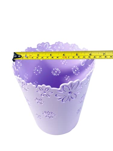 Nazr Wastebasket, Hollow Flower Shape Plastic Lidless Wastepaper Baskets Trash Can (S-Purple)