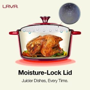 LAVA 7 Quarts Cast Iron Dutch Oven: Multipurpose Stylish Round Shape Dutch Oven Pot with Three Layers of Enamel Coated with Trendy Lid (Orange)