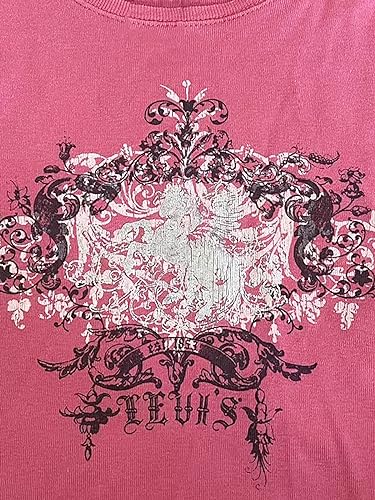 Y2K Crop Tops for Woman Short Sleeve Crew Neck Baby Tees Vintage Acanthus Print T-Shirt A Pink