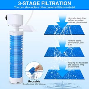 fishkeeper Submersible Aquarium Filter for 40-100 Gal, 3-in-1 Biochemical Sponge Filter for Aquarium Filtration/Oxygenation/Circulation, Up to 320 GPH Adjustable Internal Fish Tank Filter (8W/13W)