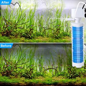 fishkeeper Submersible Aquarium Filter for 40-100 Gal, 3-in-1 Biochemical Sponge Filter for Aquarium Filtration/Oxygenation/Circulation, Up to 320 GPH Adjustable Internal Fish Tank Filter (8W/13W)