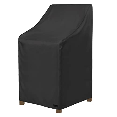 NettyPro Stackable Patio Chair Covers Waterproof Outdoor Patio Furniture Stacking Chair Cover, Fits for 4-6 Stack Dining High Back Chairs, 26"W x 35"D x 45"H, Black