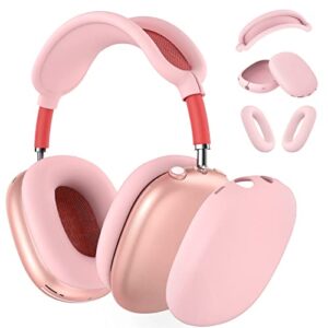 silicone case cover for airpods max headphones, anti-scratch ear pad case cover/ear cups cover/headband cover for airpods max, accessories soft silicone skin protector for apple airpods max (pink)