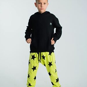 NUNUNU Light Baggy Pants, Toddlers Harem Sweatpants, for Toddler Boys and Girls, 100% Cotton, Unisex, Star - Hot Lime, 10-11 Years